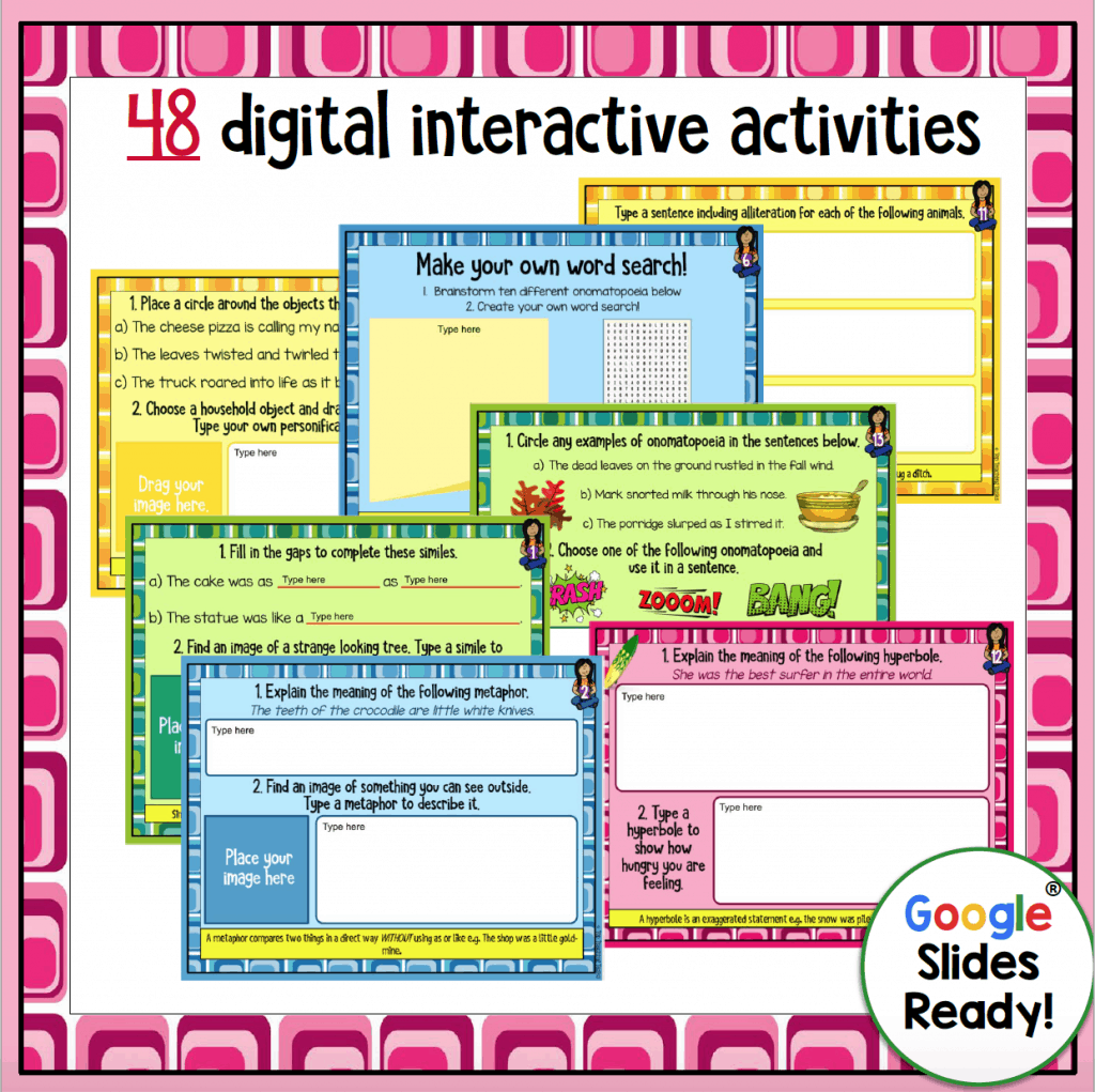 Figurative Language Digital Task Cards Paperless Google Drive® Resource ...