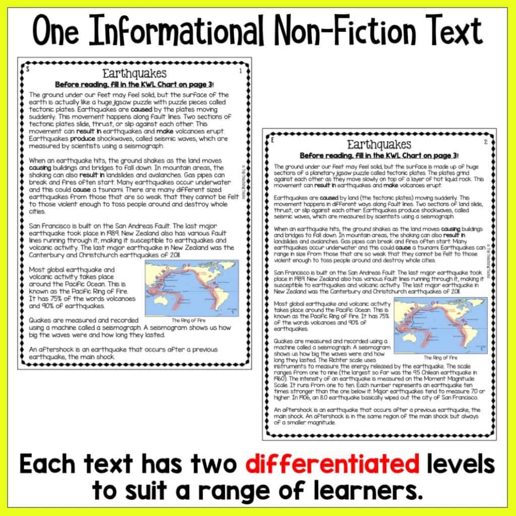 Earthquakes Reading Comprehension Passages and Questions - Top Teaching ...