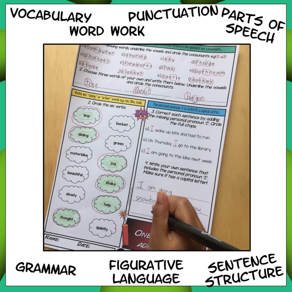 Literacy Skills Activities - Grammar Punctuation Spelling Vocabulary ...
