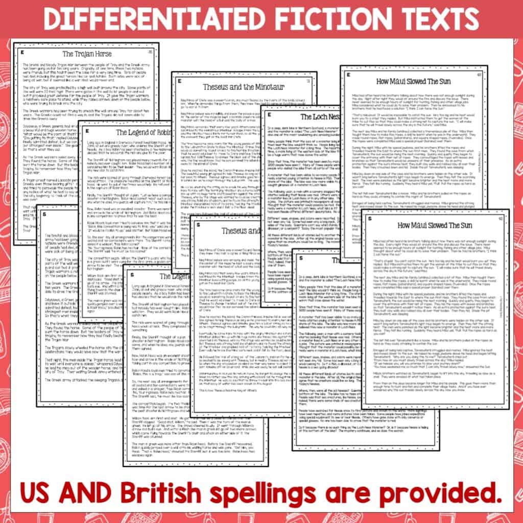 Myths and Legends Fiction Comprehension Passages - Top Teaching Tasks