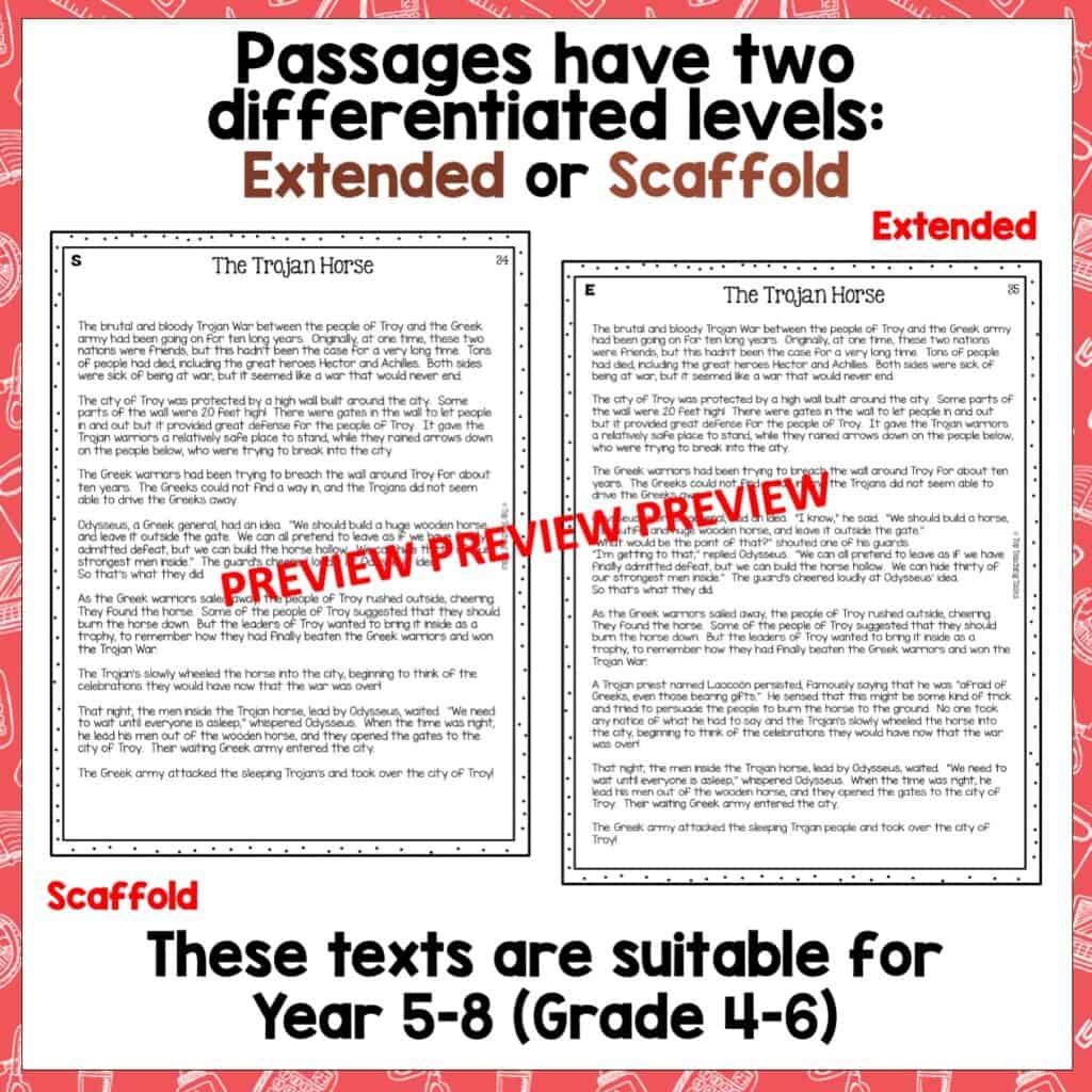 Myths and Legends Fiction Comprehension Passages - Top Teaching Tasks