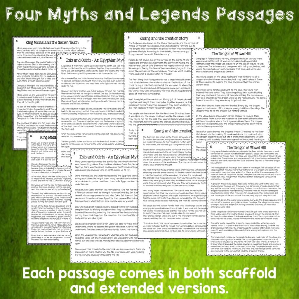 Myths and Legends Volume Two Traditional Literature Passages and ...