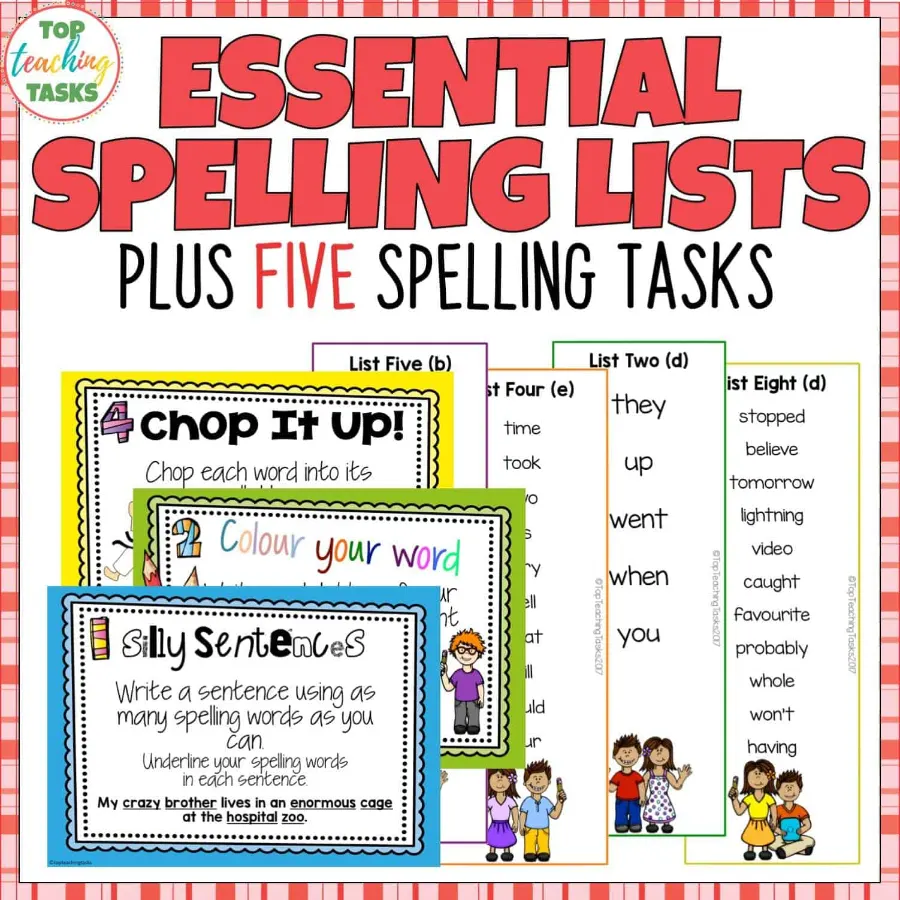 New Zealand Essential Spelling List Revision Cards PLUS Five Activities ...