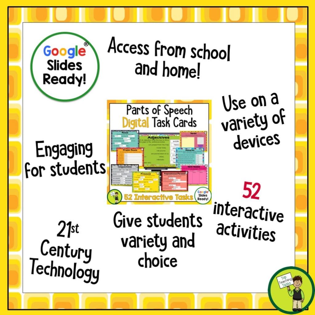 Parts of Speech Digital Task Cards Paperless Google Drive® Resource ...