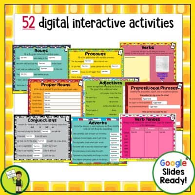 Parts of Speech Digital Task Cards Paperless Google Drive® Resource ...