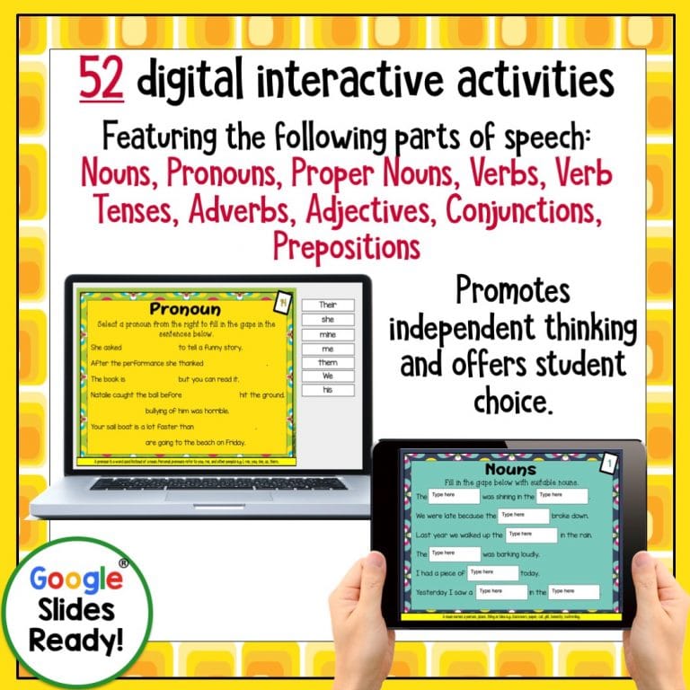 Parts of Speech Digital Task Cards Paperless Google Drive® Resource ...