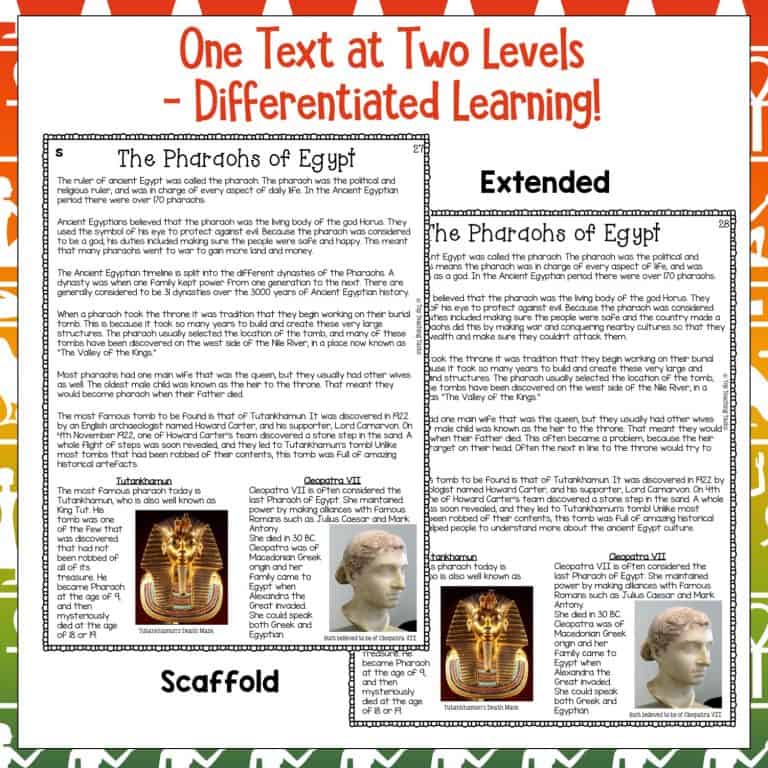 Pharaohs Reading Comprehension Passages and Questions - Top Teaching Tasks