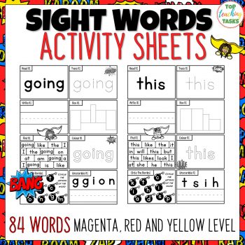 New Zealand Sight Words Bundle Magenta Red Yellow Blue Green Orange ...