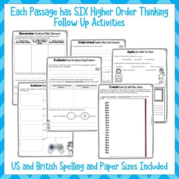 Video Games Reading Comprehension Passages and Questions BUNDLE - Top ...