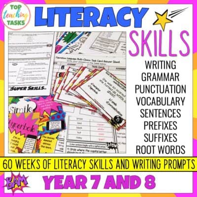 Writing and Literacy Skills BUNDLE Year 3 and 4, Year 5 and 6, Year 7 ...