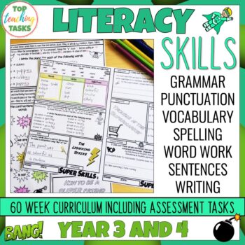 Writing and Literacy Skills BUNDLE Year 3 and 4, Year 5 and 6, Year 7 ...