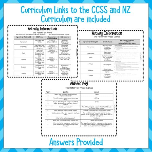 Video Games Reading Comprehension Passages and Questions BUNDLE - Top ...