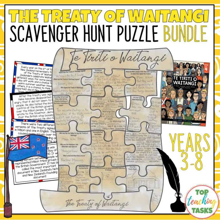 The Treaty Of Waitangi Reading Comprehension Scavenger Hunt Puzzle Year ...
