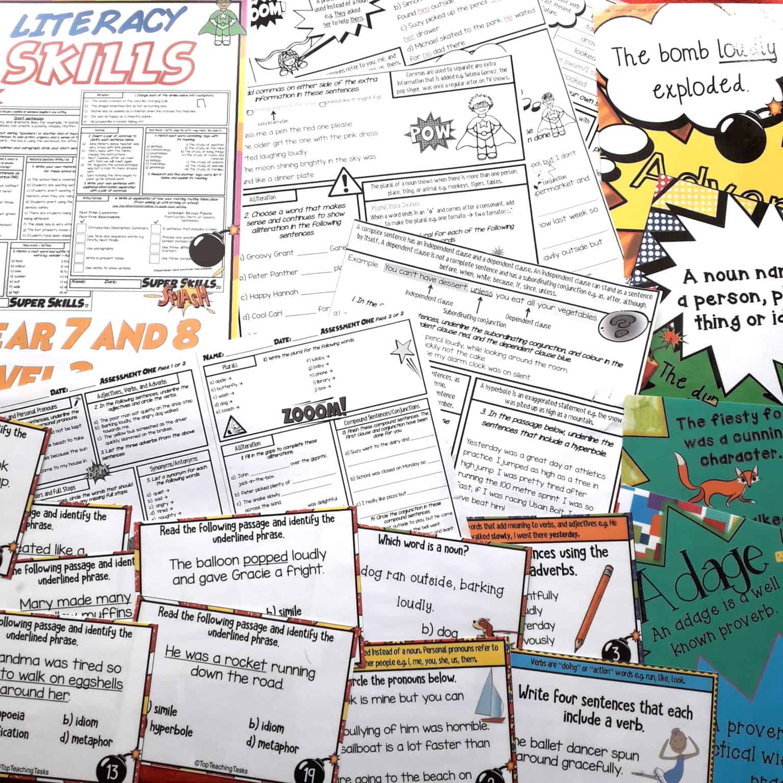 Writing Skills BUNDLE Activities, Posters and Task Cards Year 7 and 8 ...