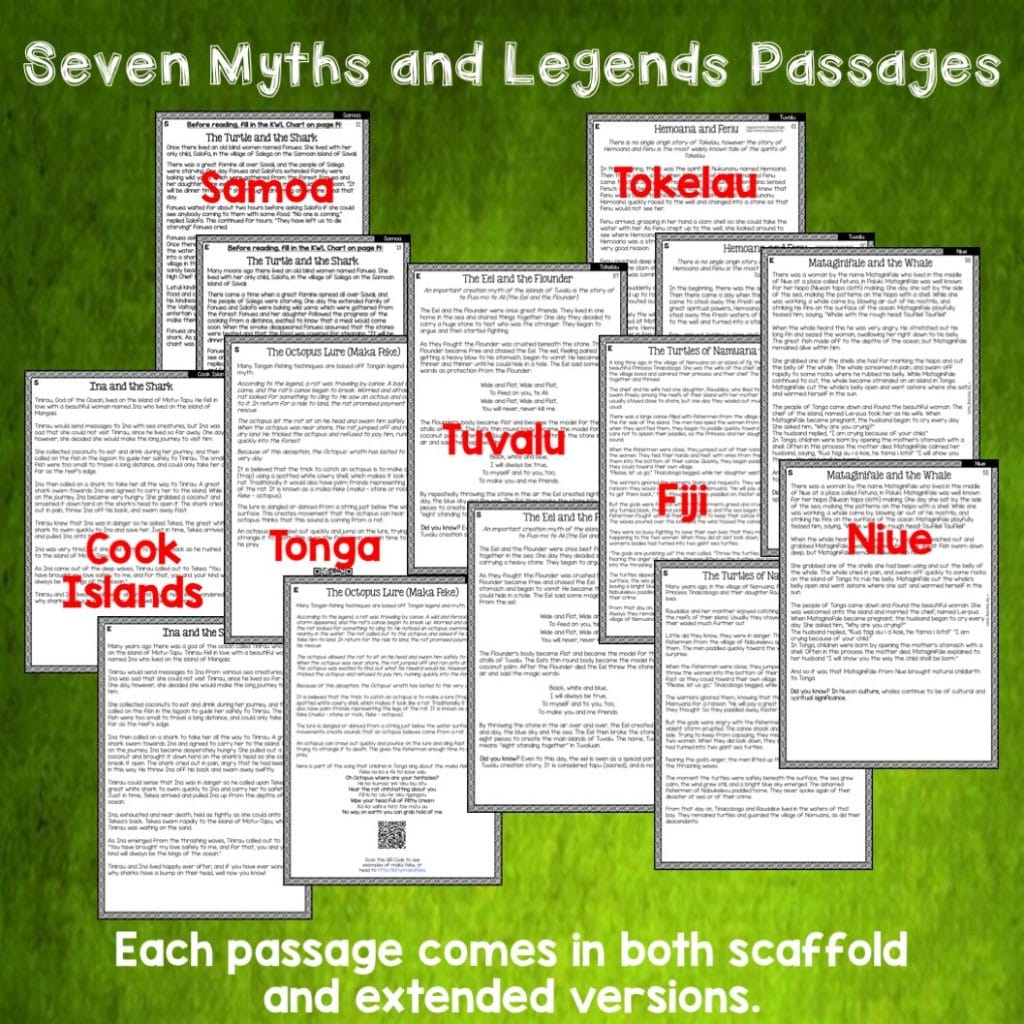 Myths and Legends of the Pacific Islands Reading Comprehension Passages ...