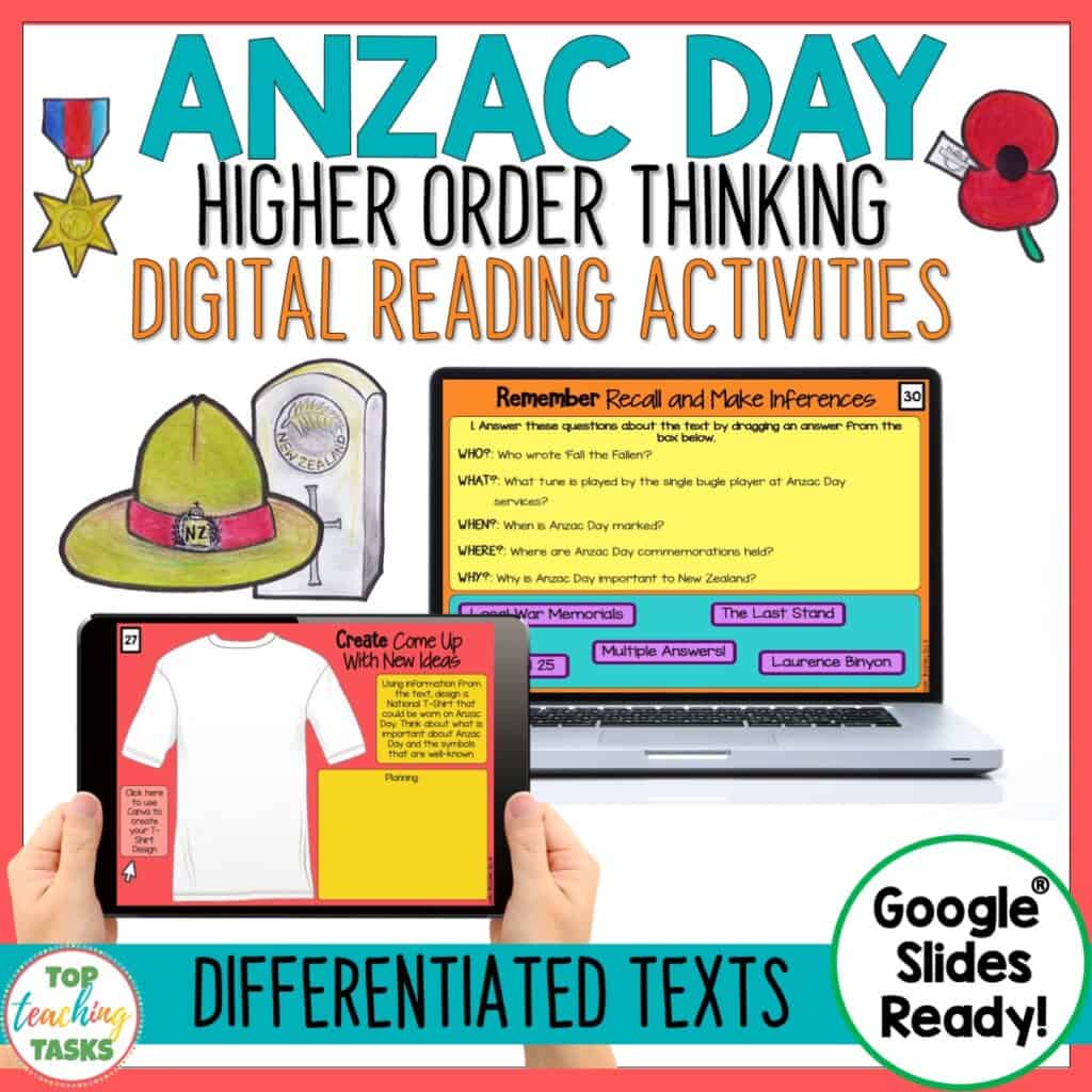 Anzac Day Digital Reading Comprehension Activities - Top Teaching Tasks