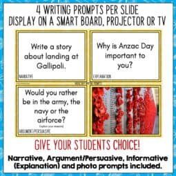 April Writing Prompts Task Cards and Digital Options | Anzac Day - Top ...