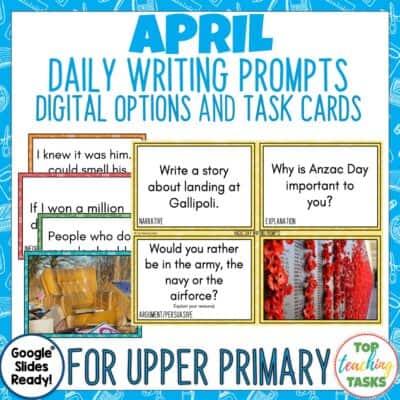 Free Writing Prompts Task Cards and Digital Options | Distance Learning ...