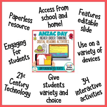 Anzac Day Digital Reading Comprehension Activities - Top Teaching Tasks