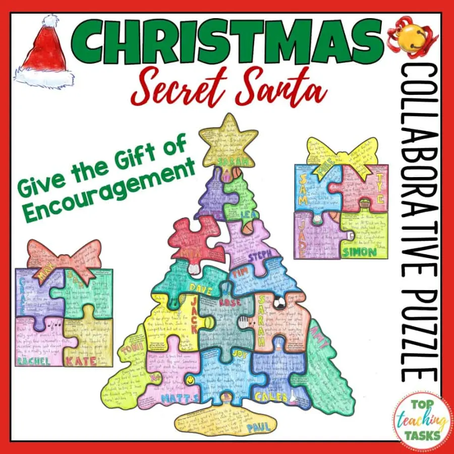 Christmas Secret Santa Collaborative Puzzle Activity - Top Teaching Tasks
