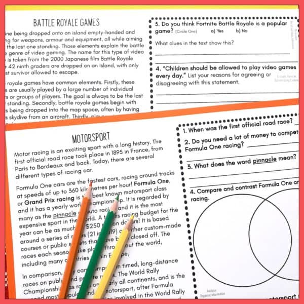 Non-Fiction Reading Comprehension Passages and Questions | Year 4, 5 ...