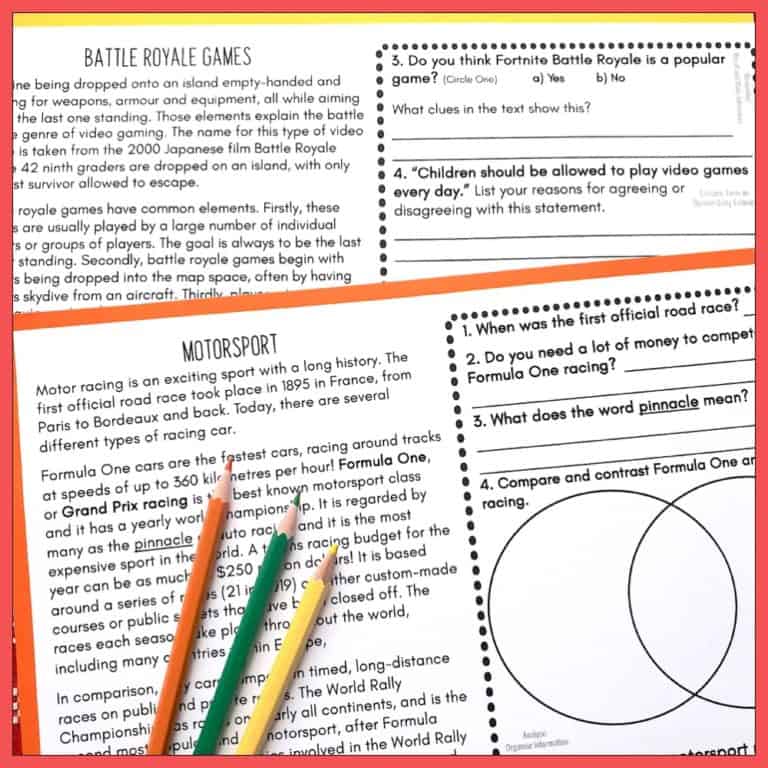 Non-Fiction Reading Comprehension Passages and Questions | Year 4, 5 ...