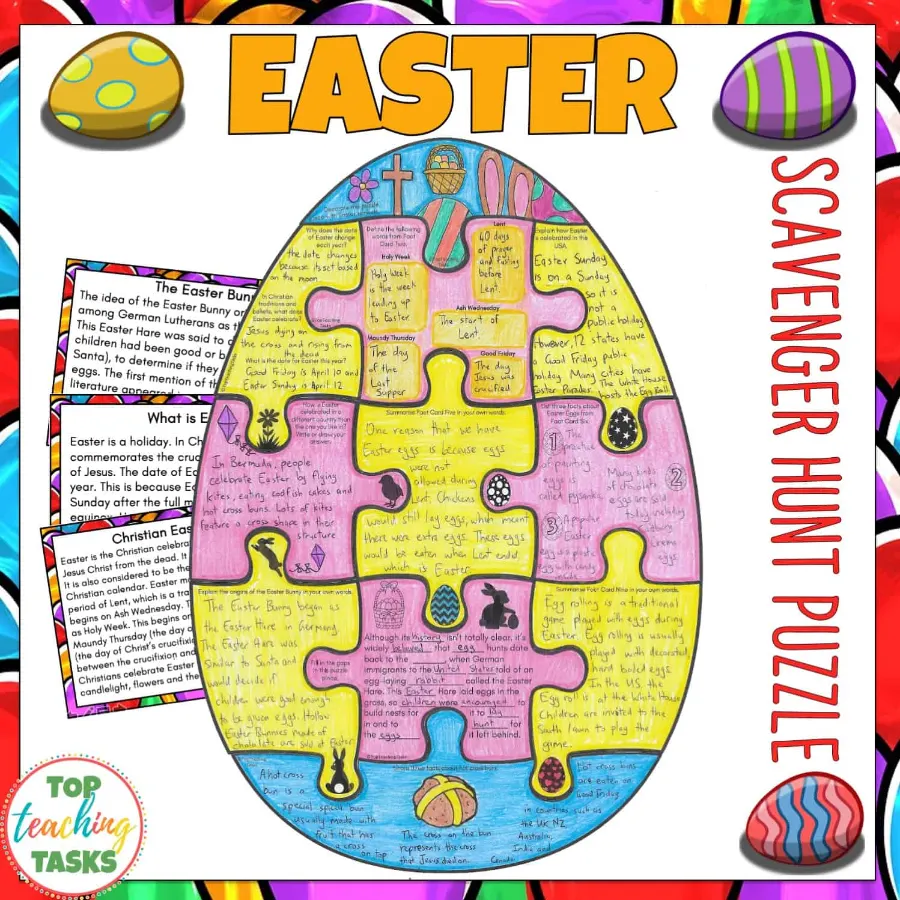 Easter Reading Comprehension Activity | Scavenger Hunt Puzzle Poster ...