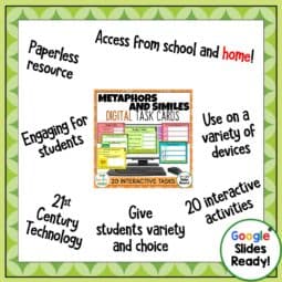 Similes and Metaphors Figurative Language Digital Task Cards | Distance ...