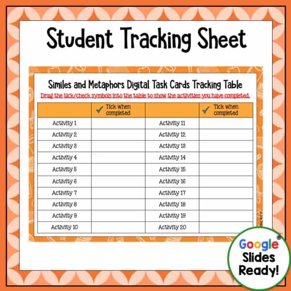 Similes and Metaphors Figurative Language Digital Task Cards | Distance ...