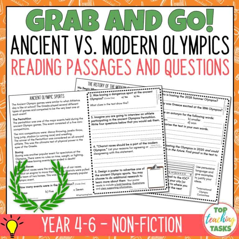The Ancient Olympics Reading Comprehension Passages and Questions ...