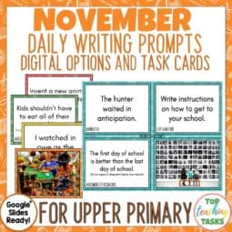 Daily Writing Prompts Task Cards and Digital Options Full Year Bundle ...