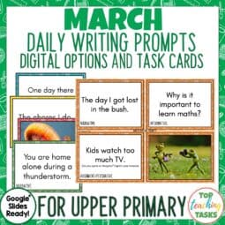 Daily Writing Prompts Task Cards and Digital Options Full Year Bundle ...