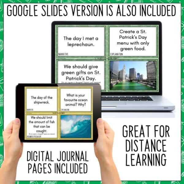 March Writing Prompts Task Cards and Digital Options | Distance ...