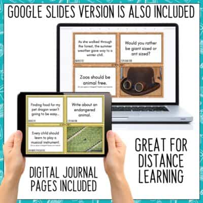 Free Writing Prompts Task Cards and Digital Options | Distance Learning ...