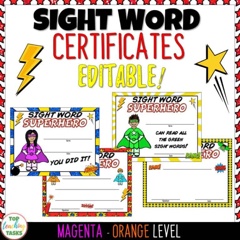New Zealand Sight Words Bundle Magenta Red Yellow Blue Green Orange ...