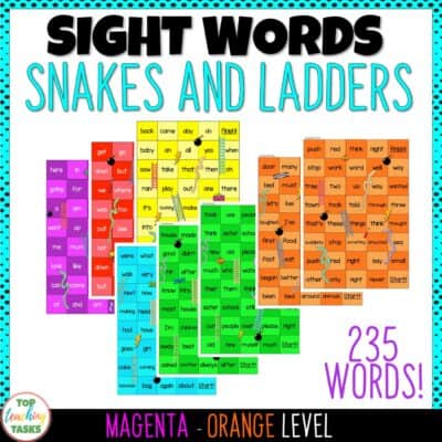 Sight Words Snakes and Ladders Magenta to Orange Levels - Top Teaching ...