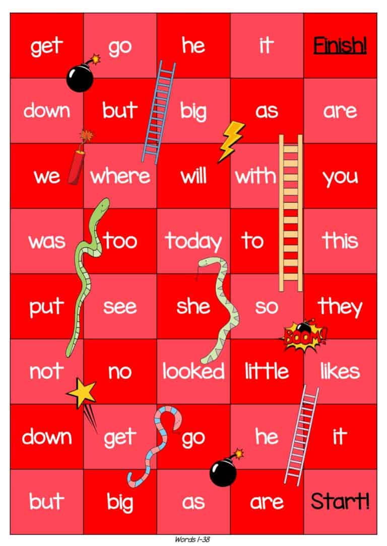Sight Words Snakes and Ladders Magenta to Orange Levels - Top Teaching ...