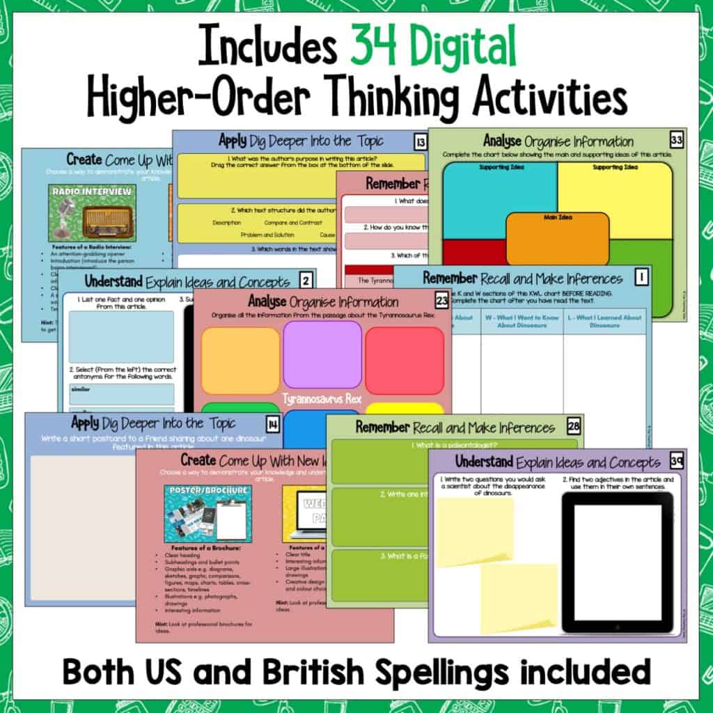 Dinosaurs Digital Reading Comprehension Google Slides | Digital ...