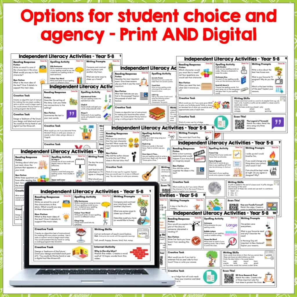 Independent Literacy Activities Year 5-8 Set One - Top Teaching Tasks