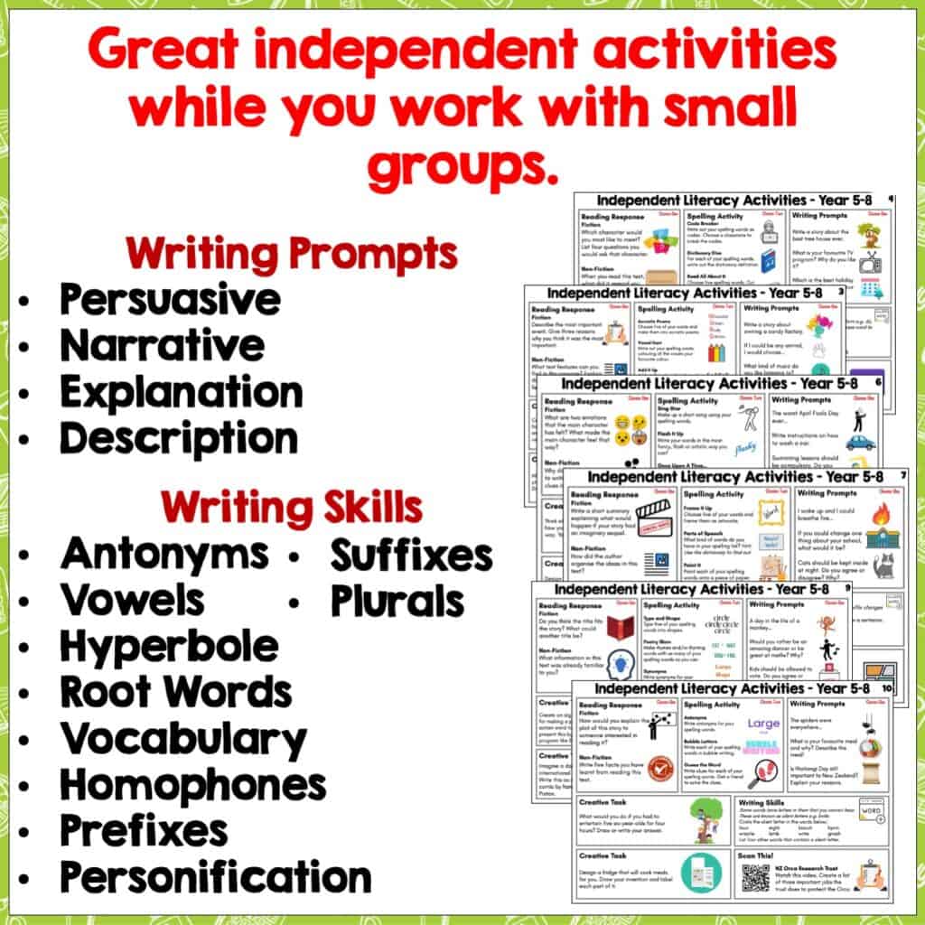 Independent Literacy Activities Year 5-8 Set One - Top Teaching Tasks