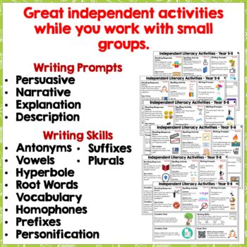 Independent Literacy Activities Year 5-8 Set One - Top Teaching Tasks