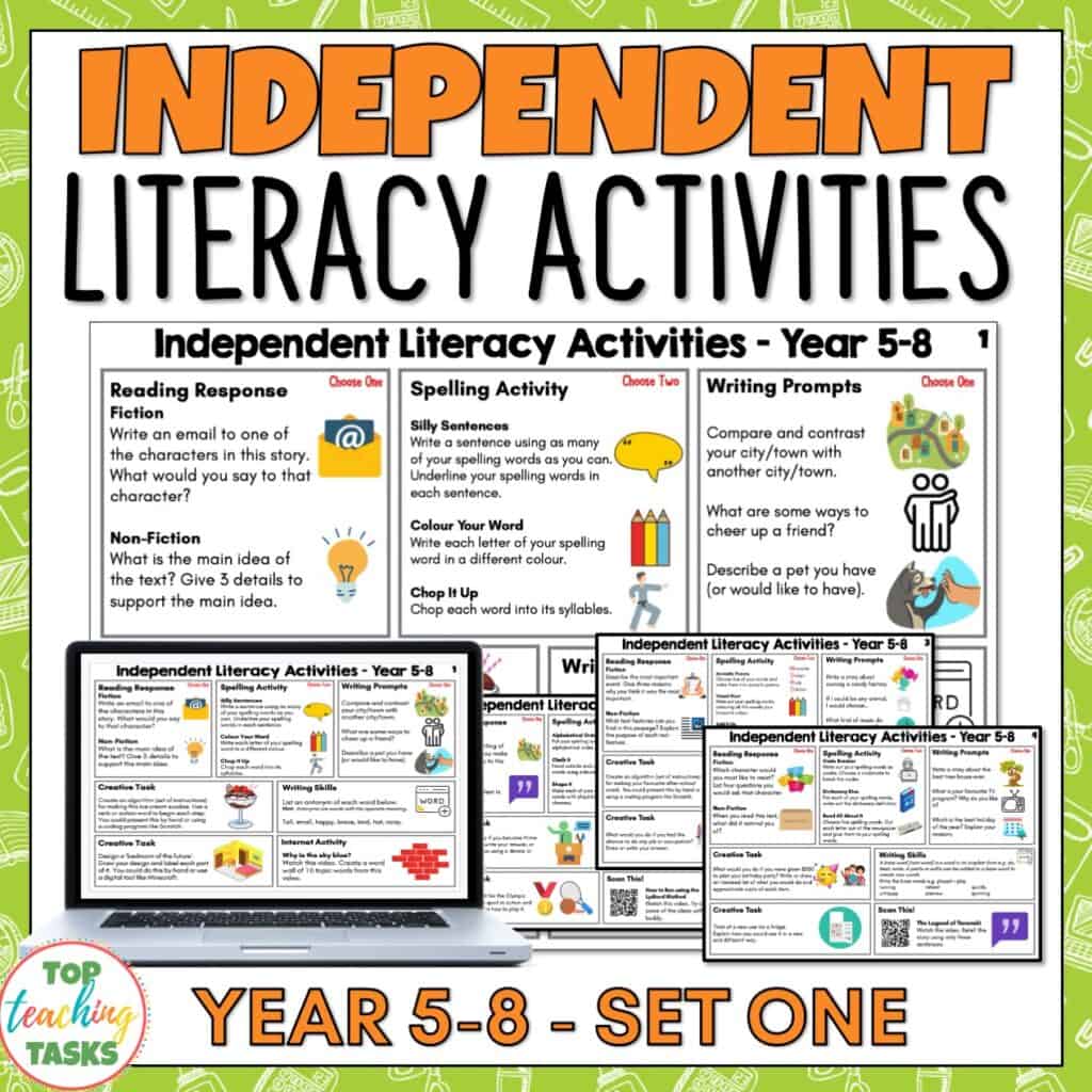 Independent Literacy Activities Year 5-8 BUNDLE - Top Teaching Tasks