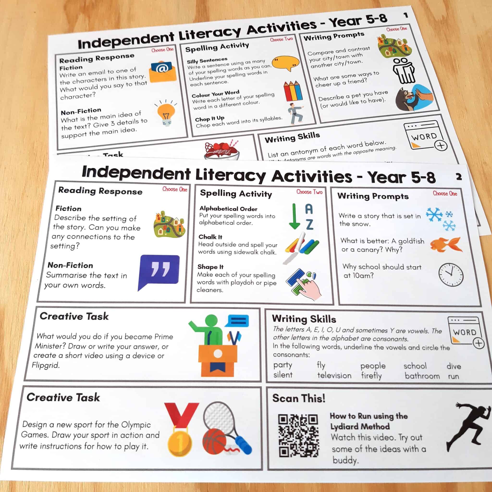Independent Literacy Activities Year 5 8 Set One Top Teaching Tasks