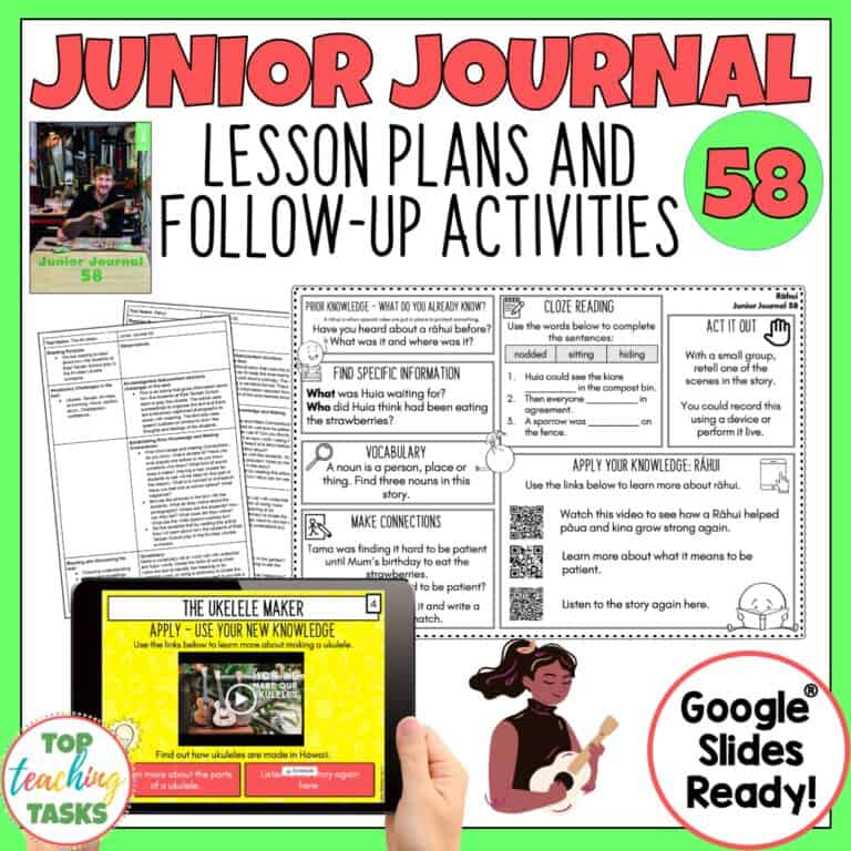NZ Junior Journal 55 Activities and Lesson Plans Paper-based and ...