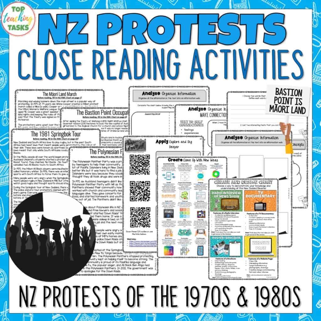 New Zealand Protests Reading Comprehension Task Cards - Top Teaching Tasks