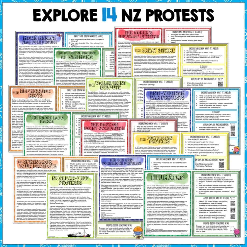New Zealand Protests Reading Comprehension Task Cards - Top Teaching Tasks
