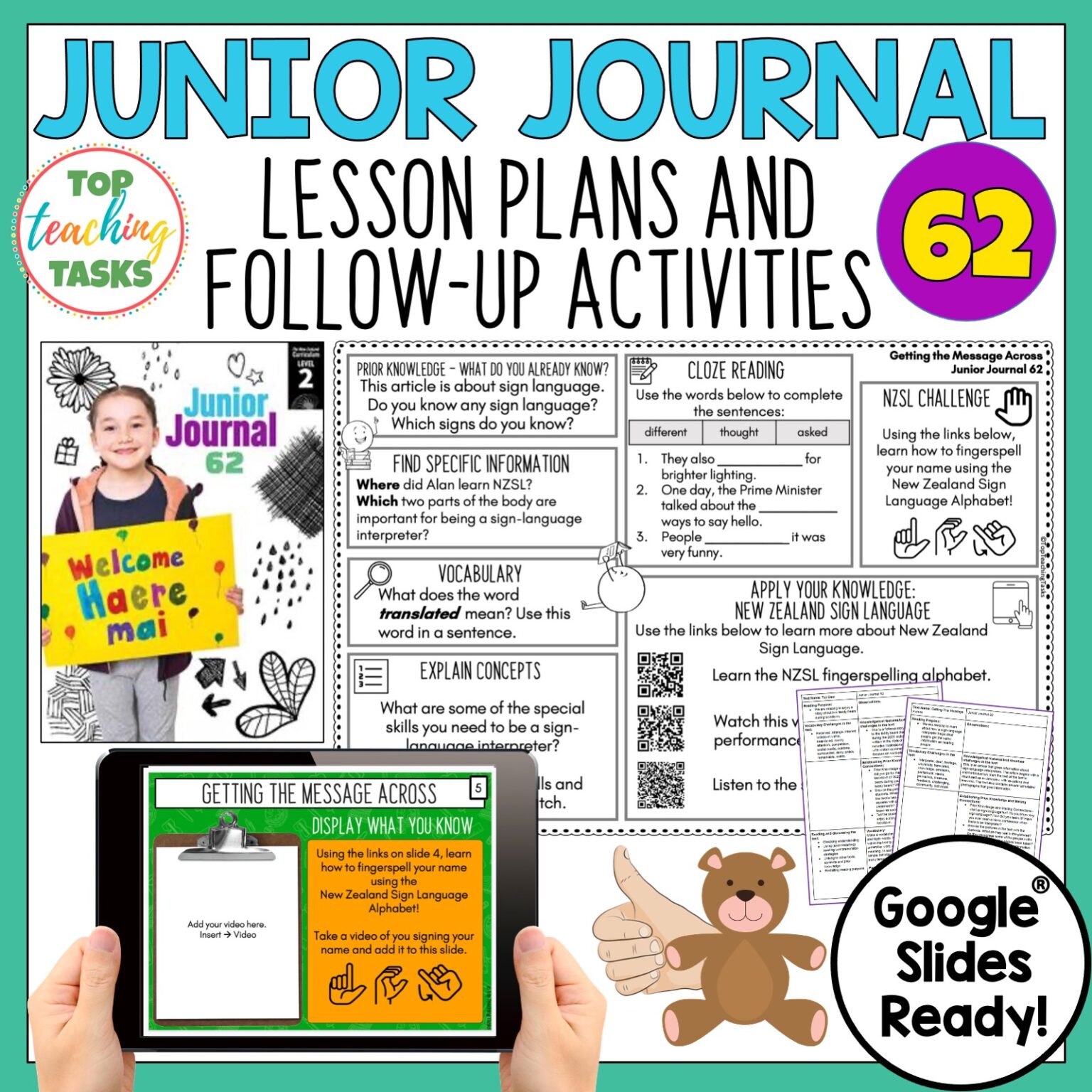 NZ Junior Journal 62 Activities and Lesson Plans Paper-based and ...