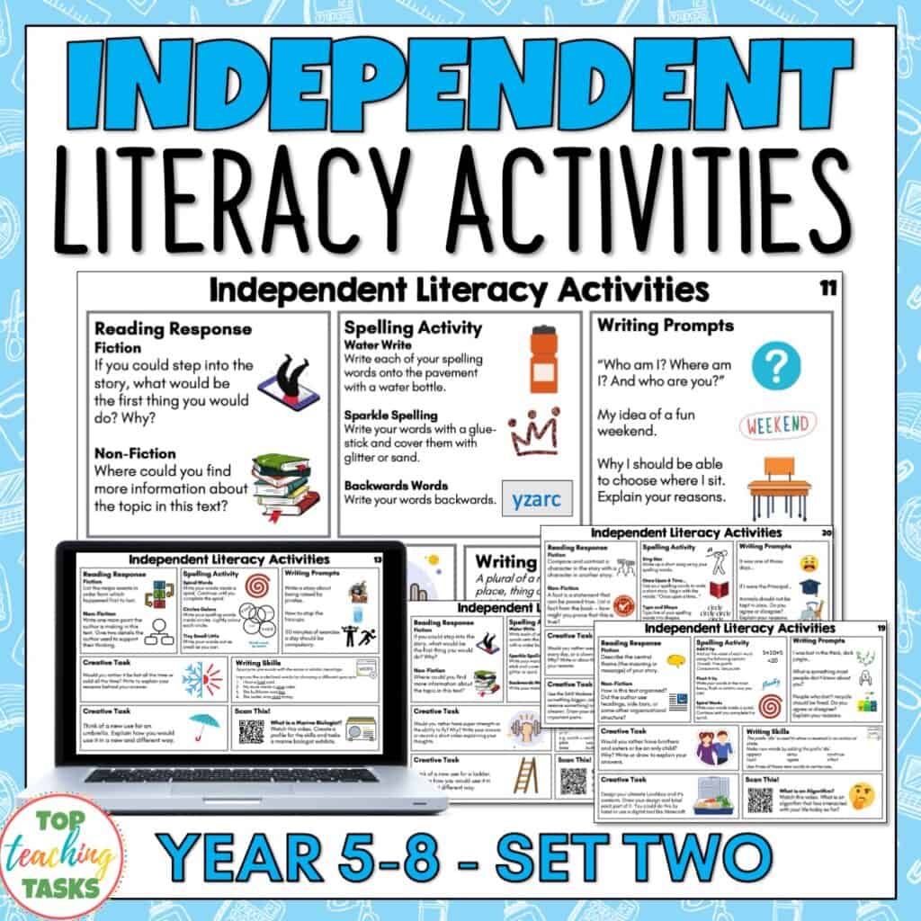 Independent Literacy Activities Year 5-8 BUNDLE - Top Teaching Tasks
