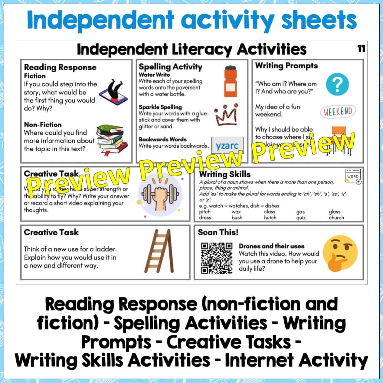 Independent Literacy Activities Year 5-8 Set Four | Spelling and ...