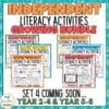 Independent Literacy Activities GROWING BUNDLE (Year 2-4 AND Year 5-8 ...